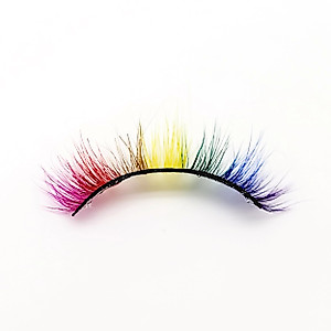 MISSLADY 25mm Colored Lashes 30 Color/Style Options 3D Real Mink Strip Eyelashes Green and White Mink Lashes (M3D-425, 25mm, 1 Pair, Gift Box)