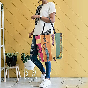 Woman Tote Bag African American Woman Shoulder Handbag for Work Travel Business Beach Shopping
