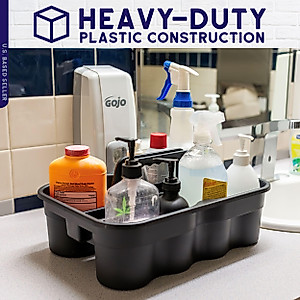 BISupply Large Cleaning Caddy Organizer with Handle 4 Pack - Black Portable Cleaning Supplies Caddies