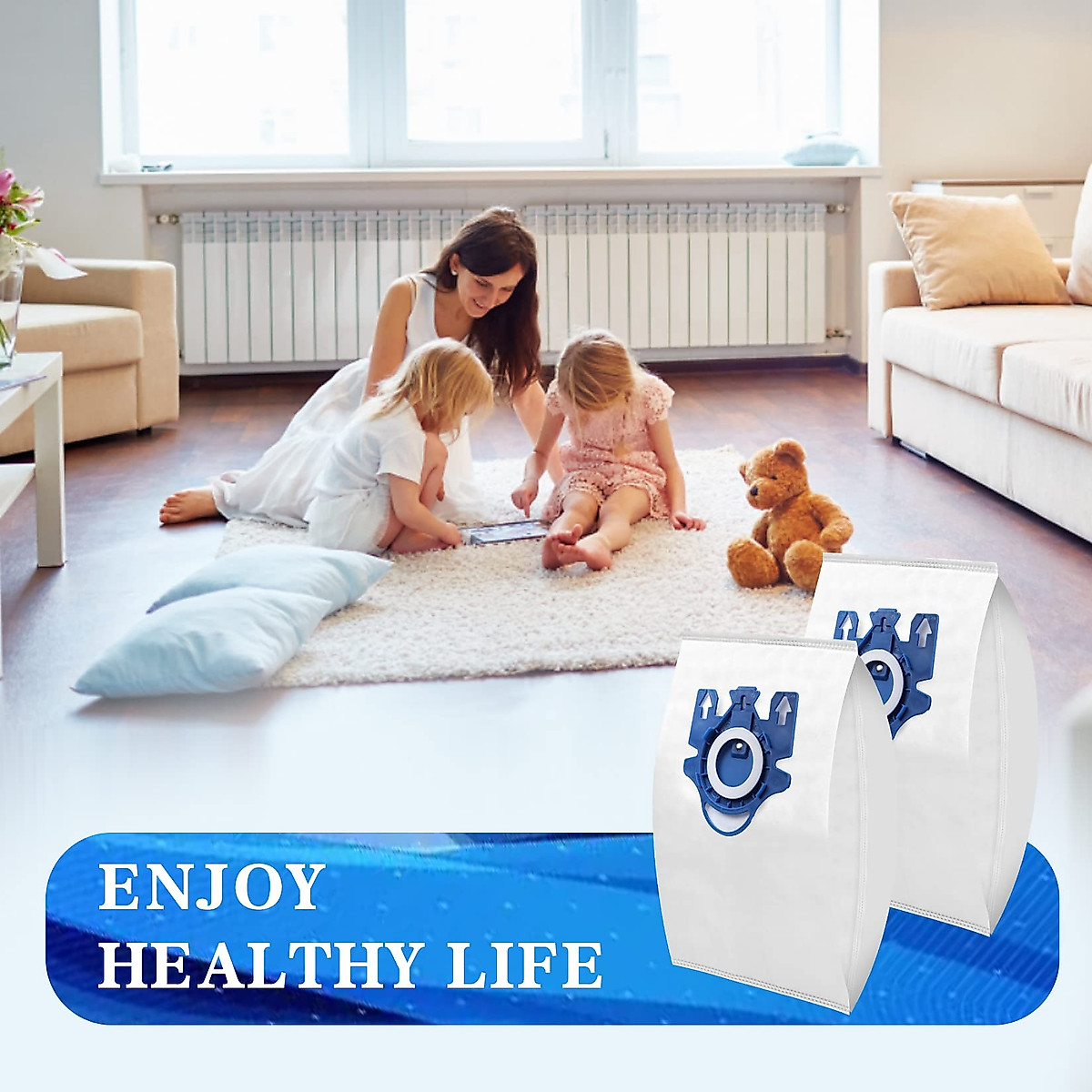 3D AirClean Dust Bags, Compatible for Miele Vacuum Cleaner Bags, Replacement Miele Classic C1 Complete C1 C2 C3 S2 S5 S8 S400 Series,1 Boxes of 20 Pack Bags & 6 MP Filters & 6 AirClean Filters