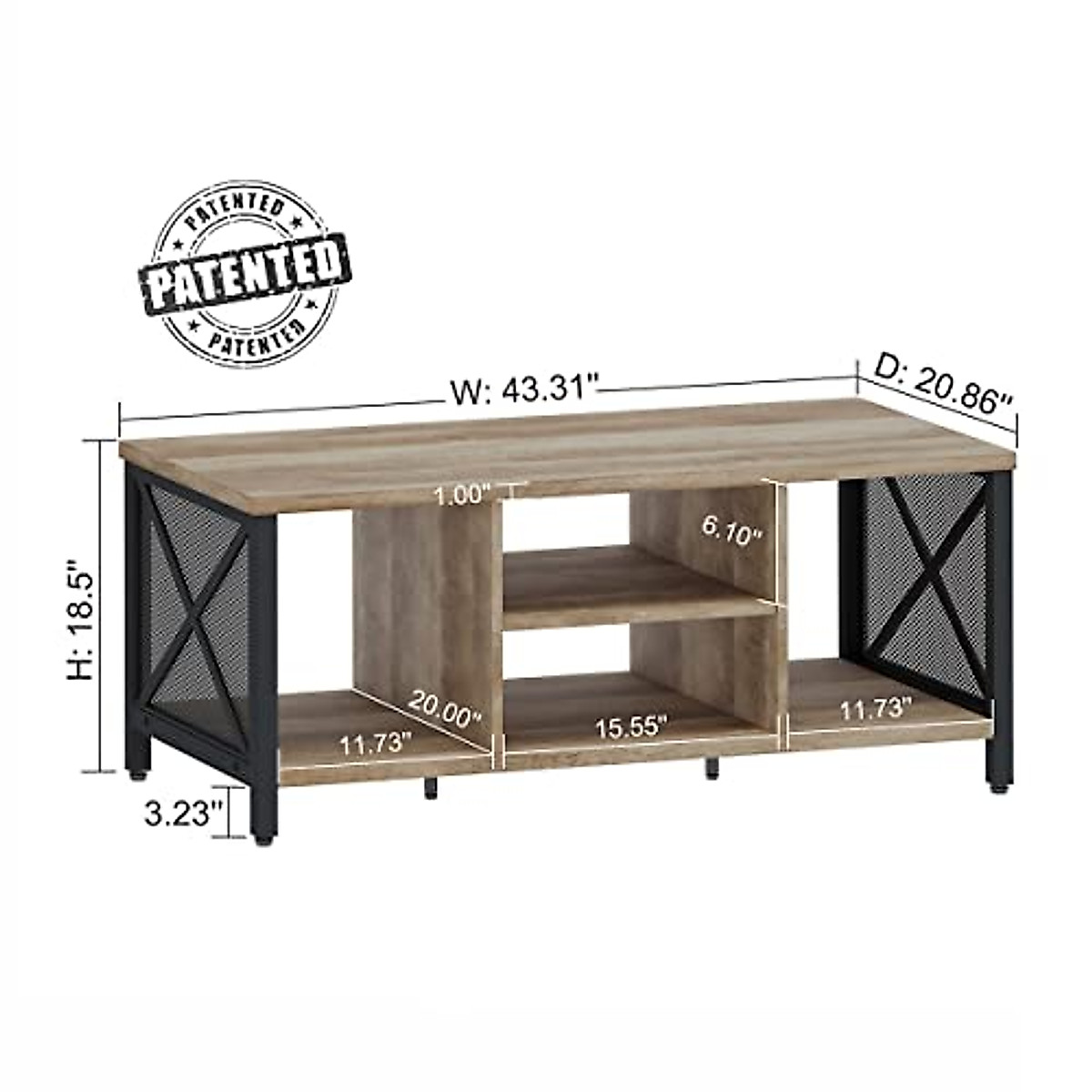 FATORRI Bookshelf and Coffee Table for Living Room (Rustic Oak)