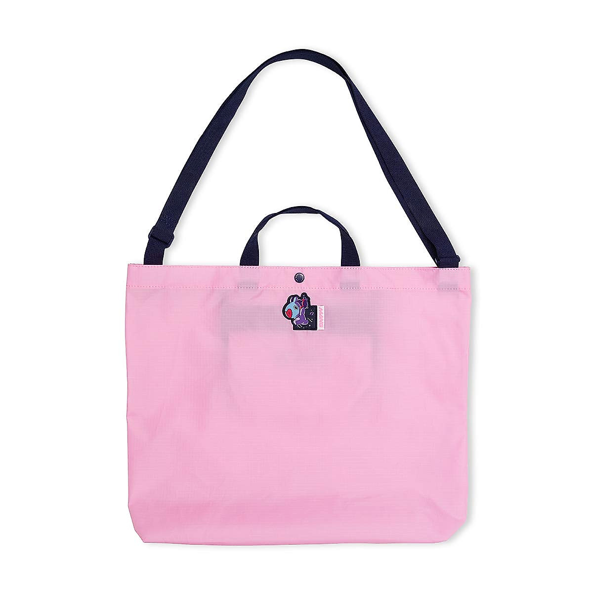 BT21 Wappen Collection MANG Character Lightweight Foldable Crossbody Shoulder Tote Bag Pouch, Pink