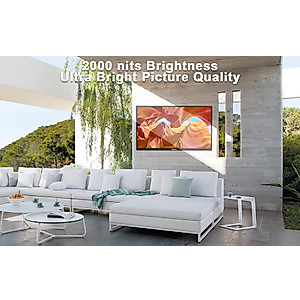 SYLVOX 75 inch Outdoor TV, 2000 nits Full Sun LED Outdoor TV, 4K UHD Smart Television IP55 Waterproof, High Brightness, ATSC & NTSC Tuner, Support Bluetooth & 2.4G WiFi, for Outside & Backyard