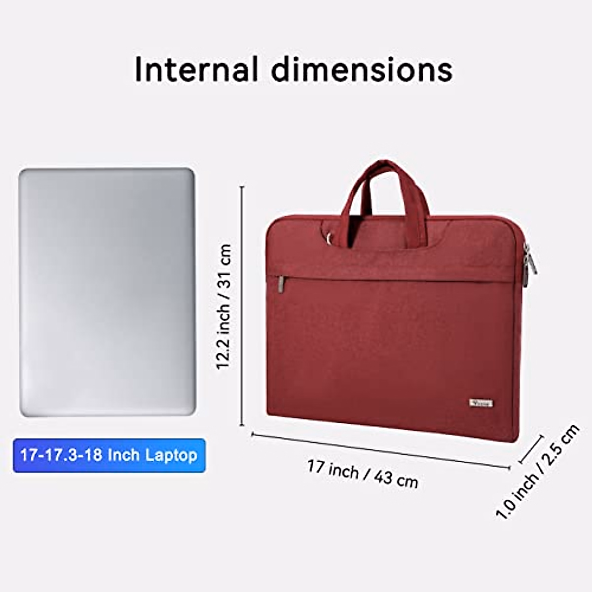 Voova Laptop Bag,17 17.3 Inch Laptop Sleeve Carrying Case Slim Computer Messenger Shoulder Briefcase with Strap Compatible with MacBook Pro/New Razer Blade Pro 17 Dell Asus Acer Hp Notebook,Wine Red