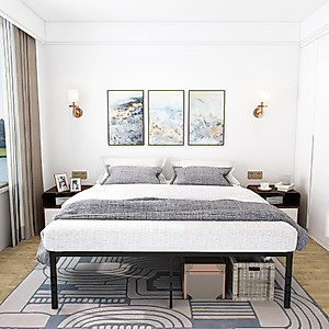 Caplisave Queen Bed Frame Metal Platform 18 Inch High Bed Frame Queen Size Heavy Duty Metal Slat Support, Underbed Storage Bed Frames, Easy Assembly, No Box Spring Needed