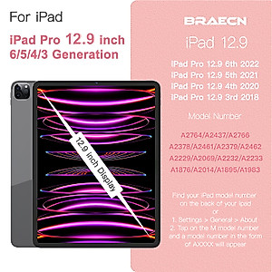 BRAECNstock Kids Case for Apple iPad Air 13 inch (M3/ M2)/ Pro 12.9 inch 6th/5th/4th/3rd Geneation, Shockproof Protective Case with Pencil Holder, [360° Rotating Hand Strap + Stand], Colorful Pink
