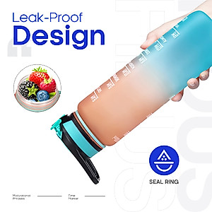 Fidus 32oz Motivational Water Bottles with Times to Drink & Straw,Leakproof BPA Free Bottle with Time Marker to Ensure You Drink Enough Water Daily for Fitness, Gym and Outdoor Sports