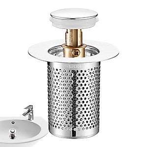 Pop Up Sink Drain Strainer, Anti Clogging Bathtub Drain Stopper, Drain Plug Stopper, Sink Drain Stopper, Washbasin Bathtub Drain for Lavatory, Anti Clogging Bathroom Hair Catcher for Shower Drain