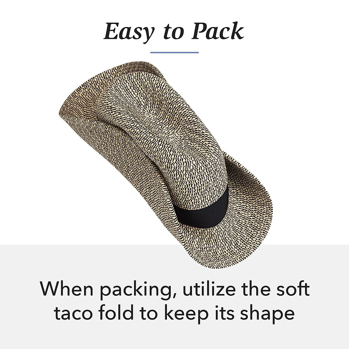 Wallaroo Hat Company Women’s Josie Fedora – UPF 50+ Sun Protection, Wide Brim, Packable Design and Adjustable Sizing for Medium Crown Sizes – Sun-Smart Hat for Travel and Everyday (Mixed Black)