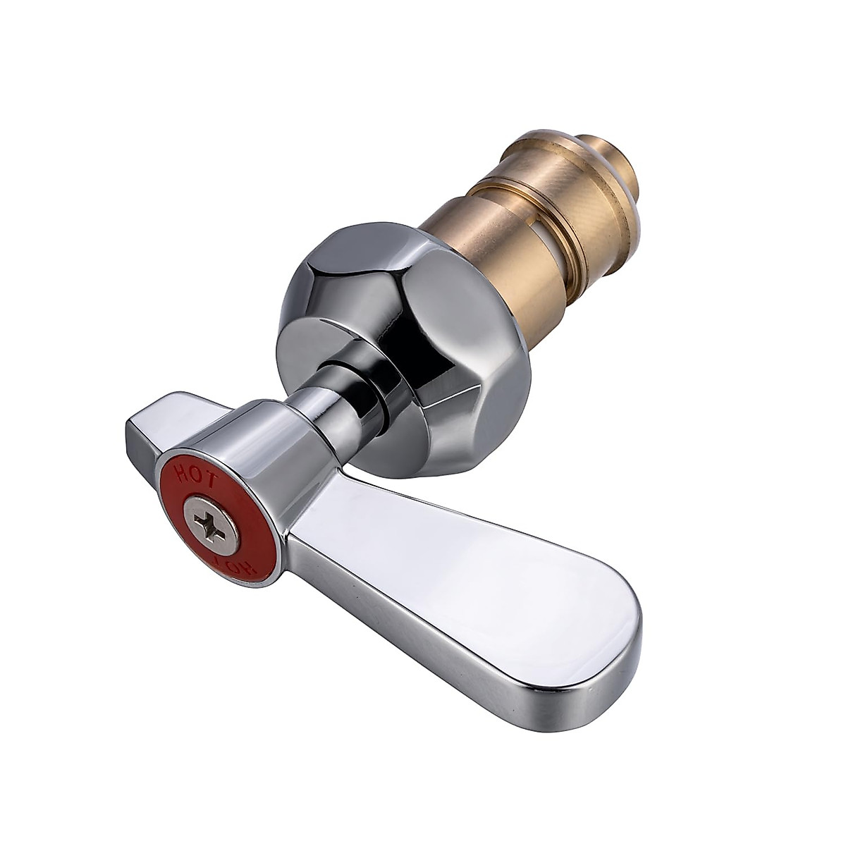 Sepaitek Faucet Handle Repalcement Valve Stem Repalcement Assembly, Faucet Parts for Commercial Kitchen Faucet, Brass Constructed with Ceramic Disc, Red for Hot