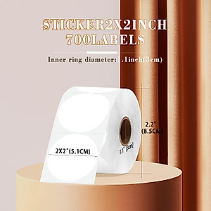 PARLAIM 2 Inch Circle Thermal Sticker Labels,700PCS Round Direct Thermal Printer Labels for Business Bottle DIY Design, QR Code, Name Tag, Inventory (White)