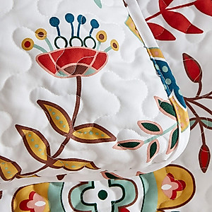 SLEEP ZONE 3-Piece Printed Quilt Set - Full/Queen Size - Lightweight Reversible Bedding Coverlet Set for All Season (Classic Floral Pattern), Full/Queen (90x96 inch | 2 Pillow Shams)