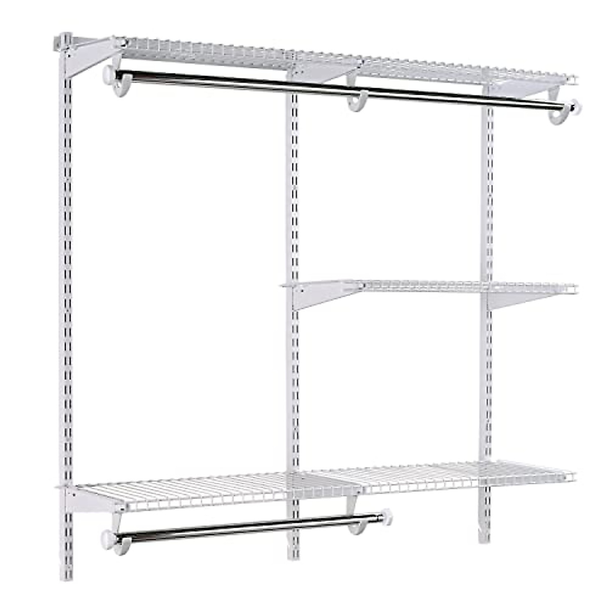 Rubbermaid Configurations Deluxe Closet Kit, Titanium, 4-8 Ft, & Configurations Pants Rack, Holds 7 Pairs of Pants, Non-Slip, Closet Organization and Storage