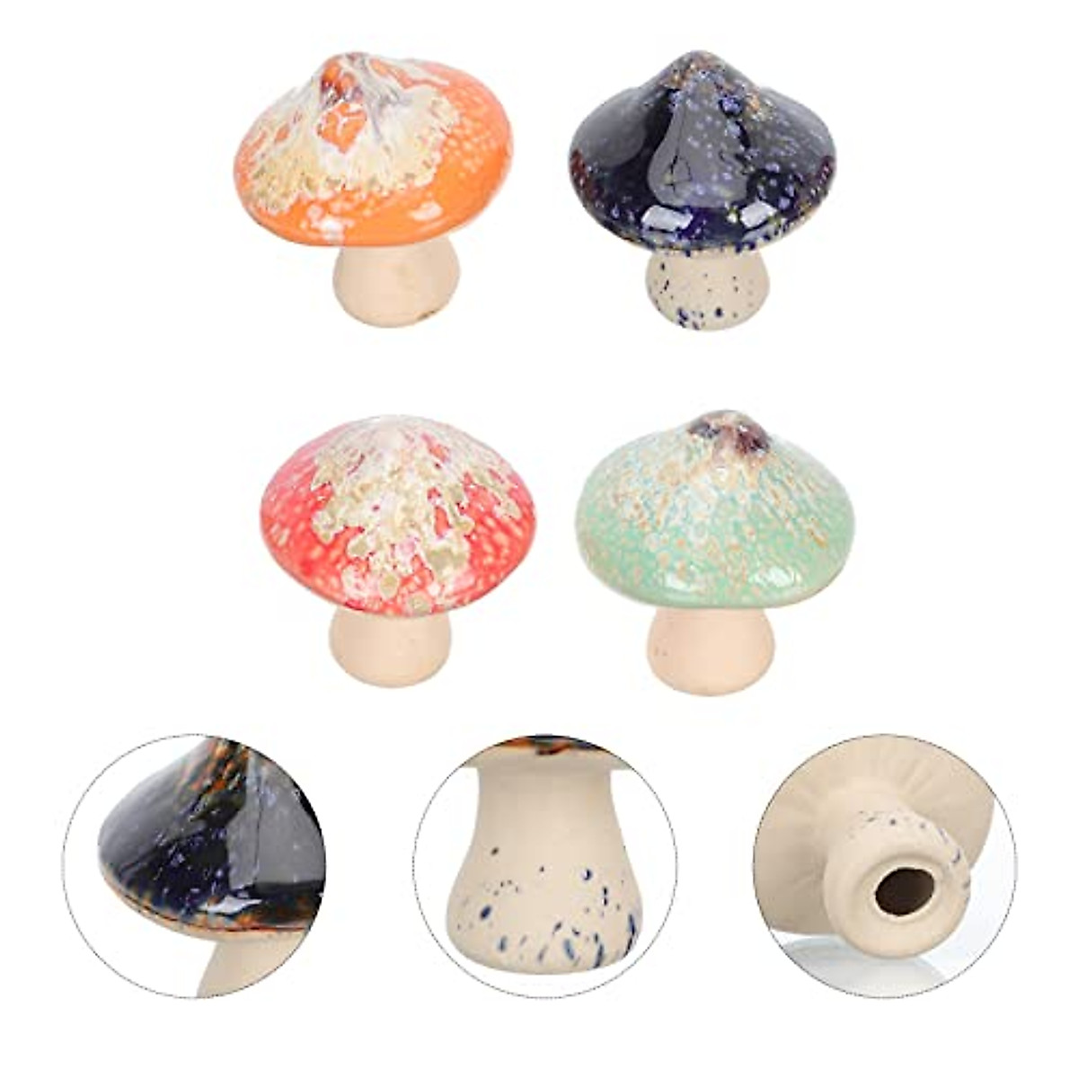 4Pcs Ceramic Mushrooms for Garden, Miniatures Mushroom Decor Mini Mushroom Garden Decor Mushroom Statue for Plant Pots Micro Landscape Dollhouse Decor