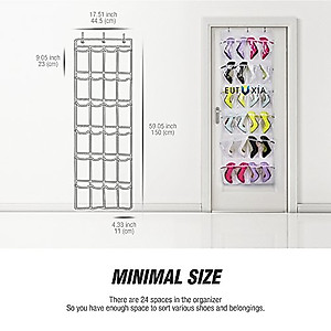 Eutuxia Over the Door 24 Pocket All Purpose Organizer Hanging Rack with 3 Steel Door Hooks. Breathable Mesh Back with Transparent PVC Pockets. Good for Closet, Kitchen, or Organizing Your Room. Space Saver.