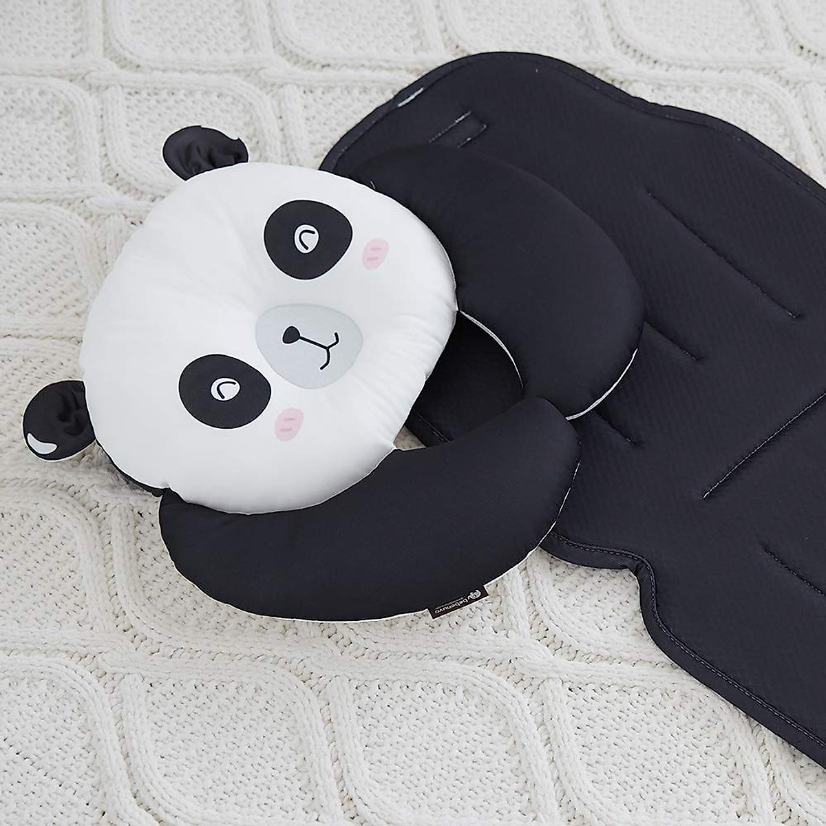 BabyMoor Baby Cooling Pad - Bear Liner Seat Pad for Car, Multifunctional Seat Stroller Insert, Breathable Pillow Head Rest, Black