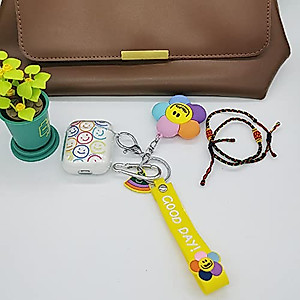 Compatible with AirPods Case Smile, Clear Smooth Soft TPU Cartoon 3D Cute Smile Face Design with Keychain Cover for Airpods 1/2, Kids Girls Women Funny Kawaii Cute Case for AirPods 1&2 Generation