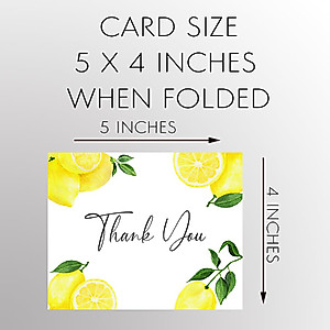 The Invite Lady Lemon Thank You Cards Lemonade Baby Shower Bridal Wedding Birthday Party Greeting Letter Writing Stationary Stationery Yellow Green Gender Neutral Fruit Citrus Tropical (24 count)