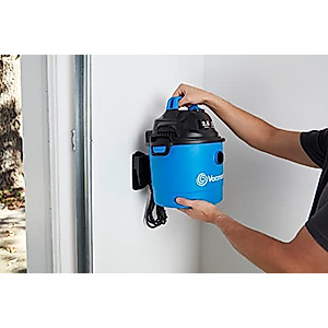Vacmaster Portable Wall Mountable Wet/Dry Vac, 2.5 Gallon, 2 HP 1-1/4" Hose (VOM205P), Blue