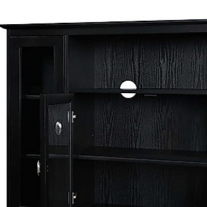 Summit Highboy TV Stand with Storage Cabinets and Shelves , Black