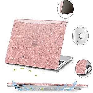 Anban Compatible with MacBook Pro 13 inch Case 2023 2022 M2, 2021-2016 M1 A2338 A2251 A2289 A2159 A1989 A1706 A1708, Glitter Plastic Hard Shell Case & Keyboard Cover & Screen Protector,Shiny Rose Gold