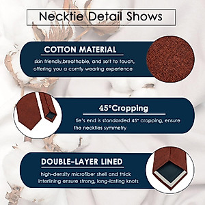 Mantieqingway Mens Ties 2.36" Cotton Skinny Ties for Men Wedding Party Solid Color Necktie (Burnt Orange)