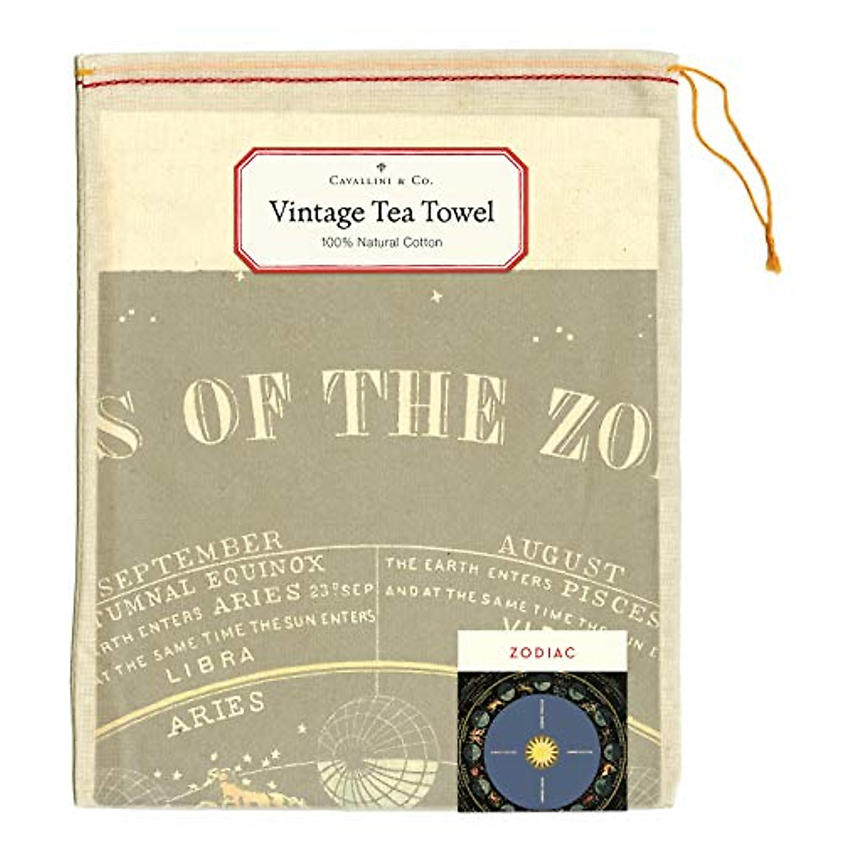 Cavallini Papers & Co. Zodiac Chart Tea Towel, Multi