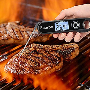 Searon Digital Meat Thermometer, Dual Probe Food Thermometer, 2-4S Instant Read Backlight Waterproof for Cooking Kitchen Oven Safe BBQ Grilling Smoker Baking Turkey