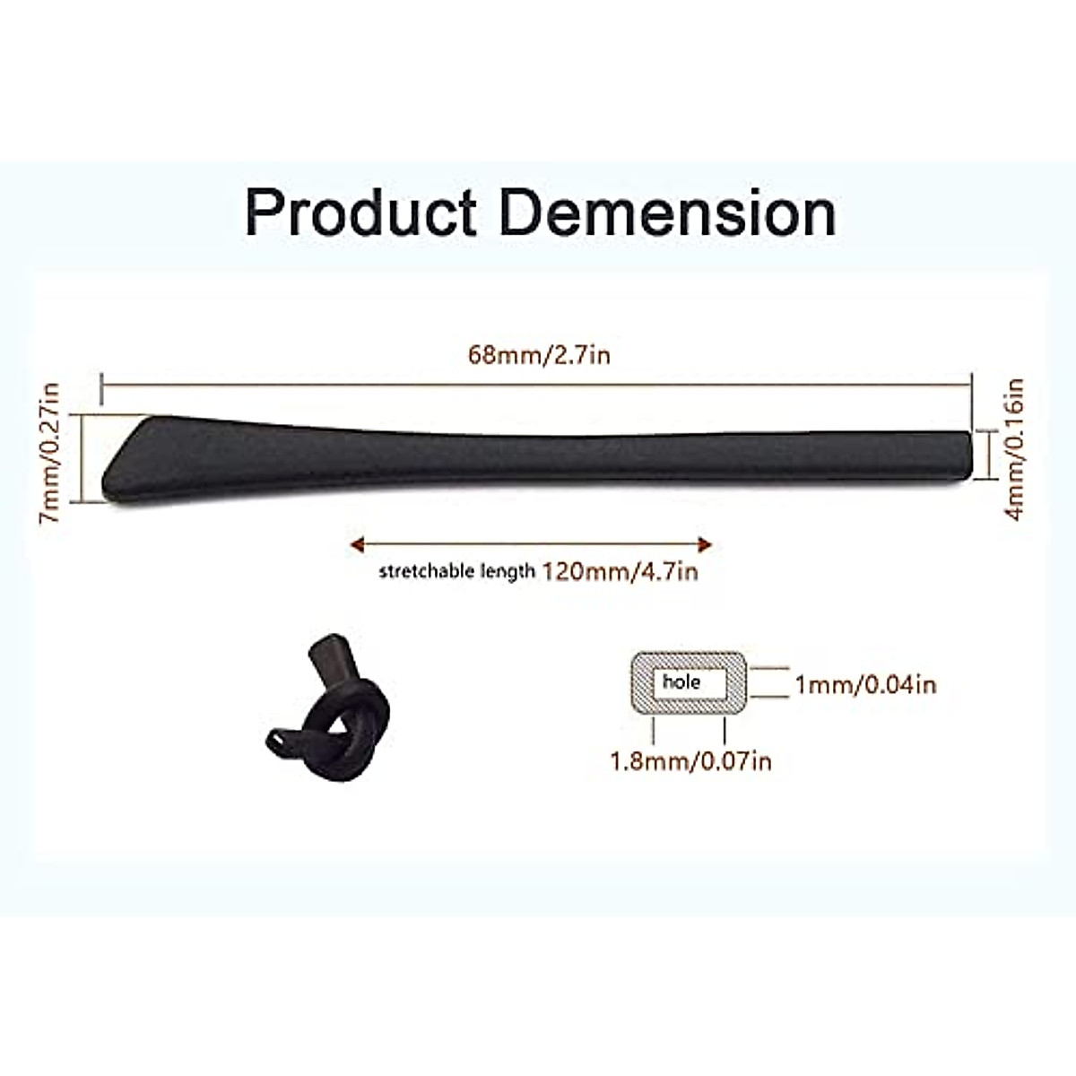 Eyeglass End Tips, 10 Pairs Silicone Anti-Slip Ear Sock Pieces Tube Sleeve Eyewear Soft Replacement Tips ONLY for Thin Slim Flat Wire Eyeglass Sunglasses Legs - 5 Colors