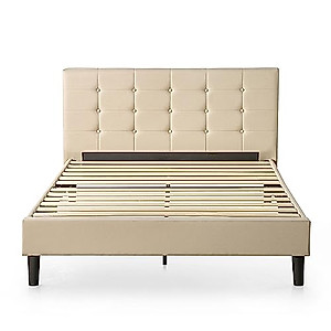 ZINUS Ibidun Upholstered Platform Bed Frame, Mattress Foundation, Wood Slat Support, No Box Spring Needed, Easy Assembly, King, Beige