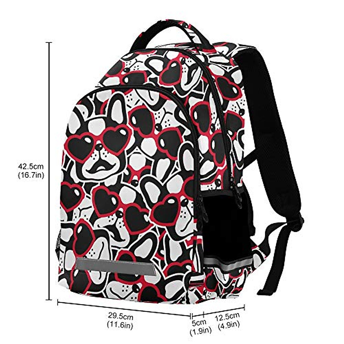 ALAZA Cute Pug Dog Print Puppy Heart Valentine Backpack Purse for Women Men Personalized Laptop Notebook Tablet School Bag Stylish Casual Daypack, 13 14 15.6 inch