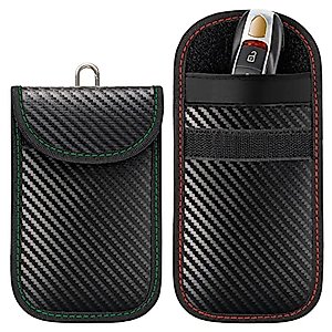 Faraday Key Fob Protector, 2 Pack(Red & Green) Faraday Bags RFID Faraday Pouch Car Key Fob Signal Blocker Blocking Pouch