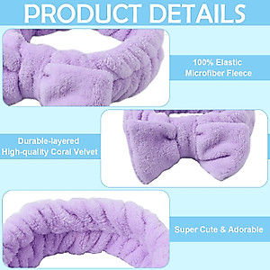 Yinder 40 Pack Bow Spa Headband Coral Fleece Makeup Headband Soft Face Wash Headband Cosmetic Skin Care Headbands Facial Head Wraps Cute Bow Head Bands for Women Girls Shower Supplies (Pure Style)
