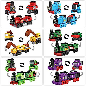 K34A Toys Train Sets for Kids,12 PCS Easter Eggs,Easter Basket Fillers Fift for boys 6-8-14, Model Train Track, Building Blocks,Birthday/Party Favors/Party Supplies for Ages 7 9 10 11 12 Year Old Boys