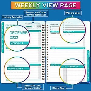 Student Planner 2023-2024 - 2023-2024 School Planner with Stickers, July 2023 - June 2024, 6.3" x 8.4", Academic Monthly & Weekly Planner/Agenda, Thick Paper + Holidays + Twin-Wire Binding - Blue
