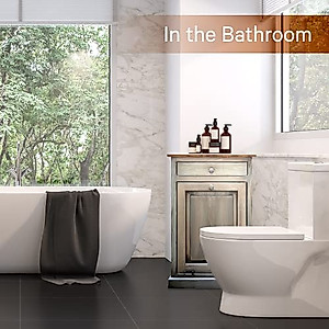 Peaceful Classics Trash Bin Cabinet - Handmade Hideaway Cabinet for Trash Cans - Decorative Bathroom Trash Can, Office Trash Can, and Bedroom Trash Can - Wooden Tilt Out Trash Bin (Pewter)