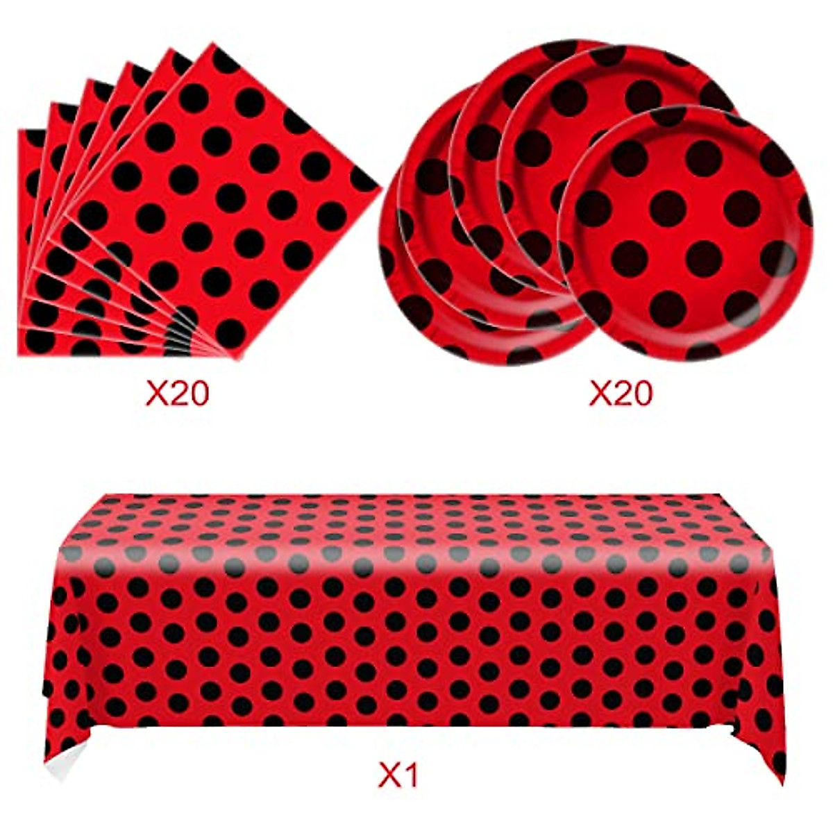 Ladybug Birthday Party Supplies,Ladybug Party Tableware Sets,Birthday Party Decorations for Girls
