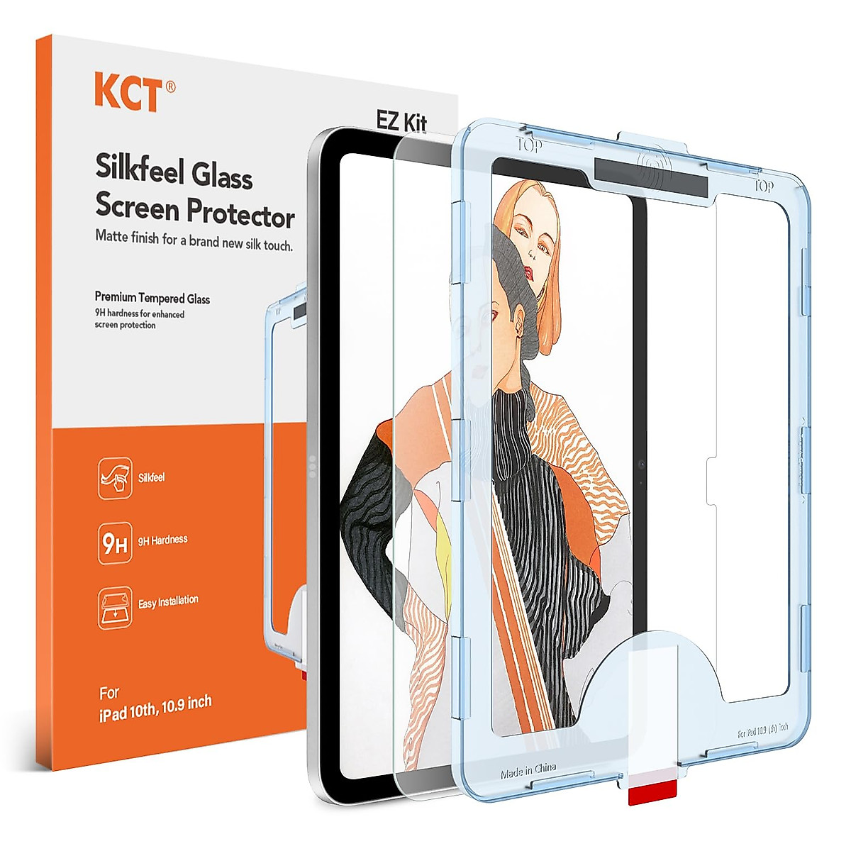 KCT Nano-Texture Glass Screen Protector Compatible with iPad 10th Generation (10.9 Inch, 2022), Silkfeel, Compatible with Apple Pencil, EZ Kit, Touch Like Silk, Tempered Glass, Anti-Glare