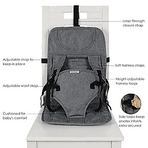 Travel Harness Seat Fabric Foldable Baby Seat with Safety Extension Belt(contact shop) Washable Harness Chair for Infant Feeding|Toddler Travel High Chair Seat Sack|Parent Pouch Baby Travel Essential