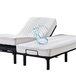 Kingnex Quilted Waterproof Full Split Queen Mattress Protector Adjustable Bed Include 2 30x80 Pad Fitted Sheet Style Deep Pocket Matress Cover Split Queen