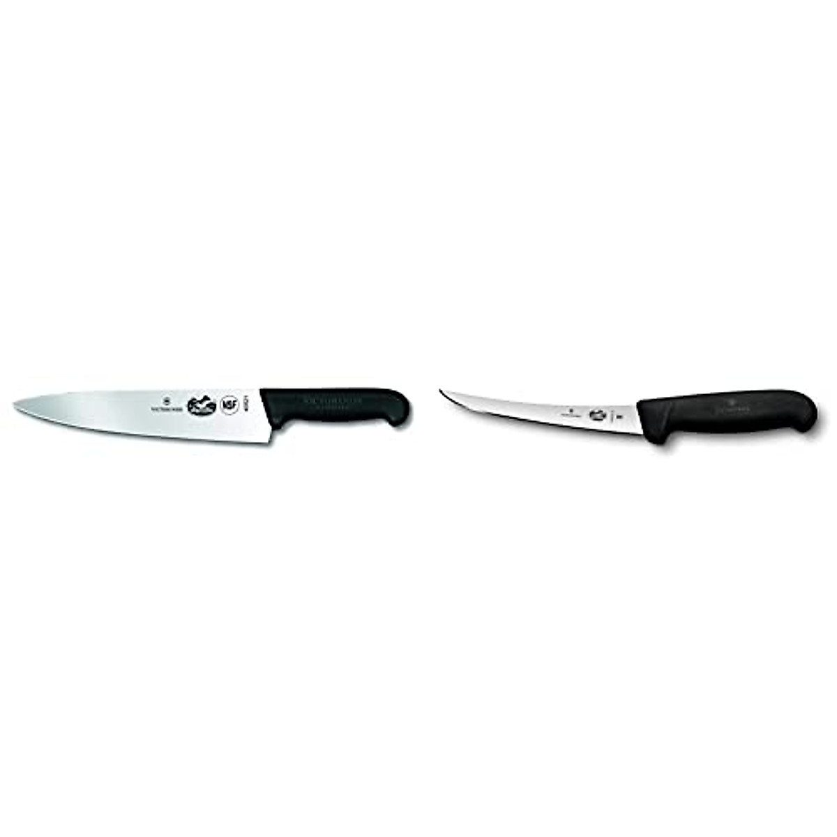 Victorinox 10 in. Chef's Knife & Fibrox Pro 6-inch Curved Boning Knife with Semi-Stiff Blade, Black