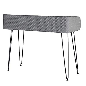 Joveco 40’’ Vanity Table with 2 Drawers- Modern Makeup Vanity Desk- Dressing Table Small Desks for Bedrooms- Home Office Computer Desk- White Marble Wood Veneer/Gold Metal Legs and Gray/White