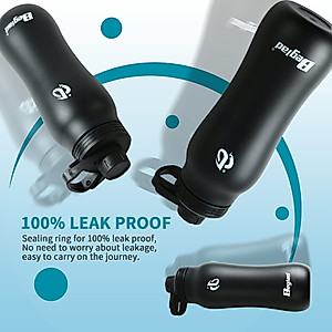 Beglad 24 oz Water Bottle Flask Jug, Vacuum Insulated Stainless Steel Water Bottle whit 3 Lids, Double Walled Metal Canteen Water Jug Thermo Mug, Hot Cold Water Bottles for Gym Travel Sports, Black