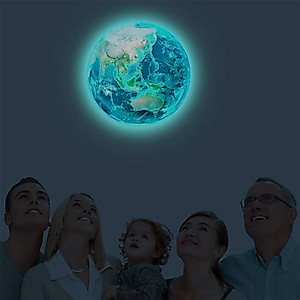 Guansen New Luminous Blue Earth Cartoon DIY 3D Wall Stickers for Kids Rooms Wall Sticker Home Decor Living Room Glow in The Dark Stars