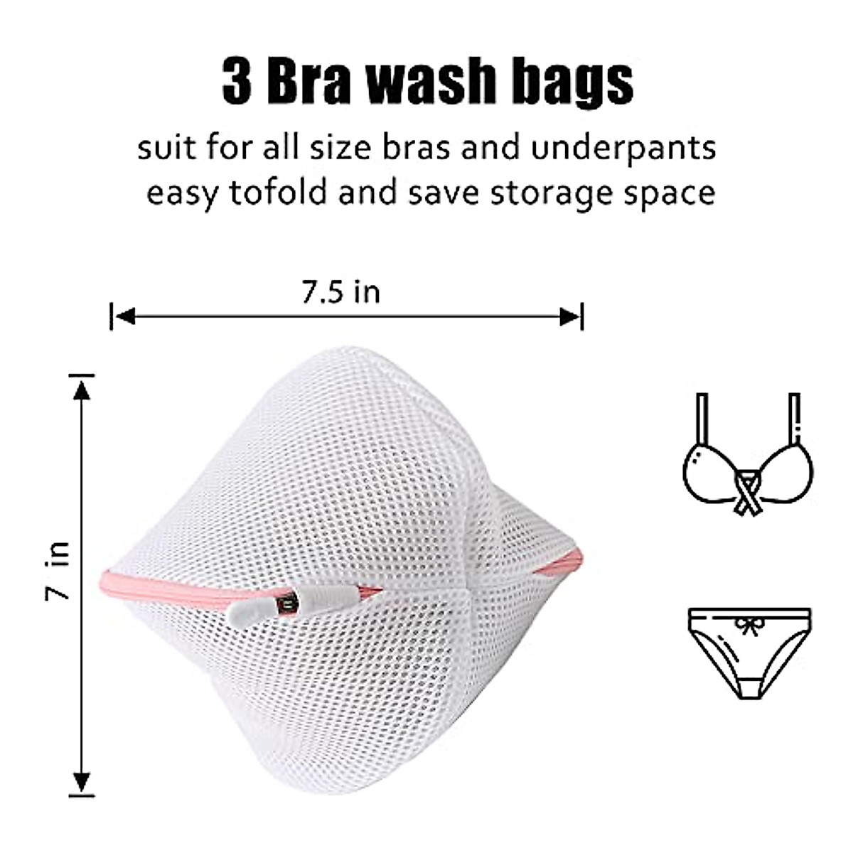 KATEI STORY Laundry Bag Bra Washing Bags Set Of 3 High Permeability Fine Mesh Bra Bag Reusable Bra Bags With Exclusive Lock To Prevent The Zipper From Shifting…