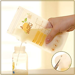 Baby Lemon Breast Milk Storage Bags with Spout - 8 oz, 100 Bags, Extra Thick, Leak Proof, Pre-sterilized, Ready to Use, BPA Free, Easy Write Material