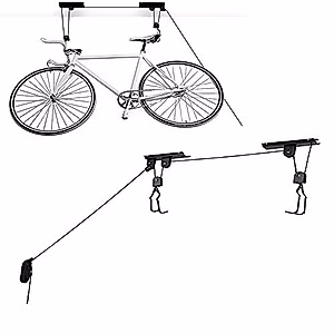 HOMEE Bike Lift, Heavy Duty Bicycle Ceiling Hook Mount Hoist Storage for Garage/Shed, Vertical Bike Holder Indoor Hanging System with Screw