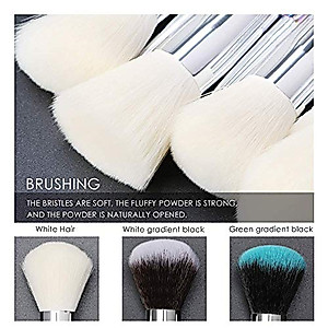 Makeup Brushes Crystal Handle Set, Tenmon 10 PCS Crystal Transparent Handle Kabuki Powder Foundation Brush Concealer Eye Shadow Eyeliner Eyebrow Brush (White)