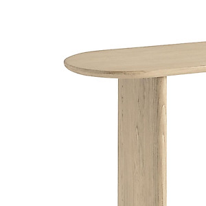 Oval Brushed Wood Console Table for Hallway, Behind The Couch, Oval Mid-Century Modern Wood Coffee Table, Mid-Century Wood Console Table for Living Room Bedroom Hallway