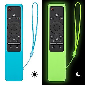 【2 Pack】 Silicone Protective Case for Samsung TV Remote Glow in The Dark, Remote Cover for Samsung Smart TV Remote BN59 Series, for BN59-01266A/BN59-1312A/BN59-01260A(Luminous Green + Blue)